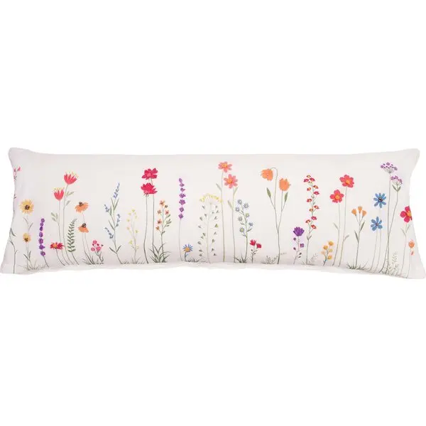C&F HOME Botanical Field Flowers Cotton Blend Spring Accent Pillow 12" X 36 - White