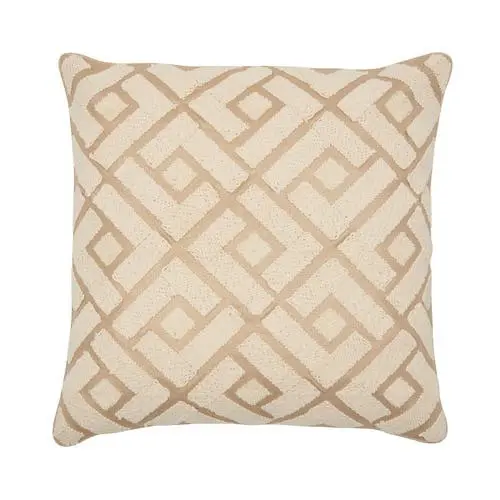 ELISABETH YORK Junia Geometric Diamond Natural Tan Cotton Decor Throw Pillow - Brown