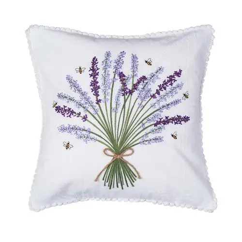 C&F HOME Lavender Flower Bouquet Cotton Blend Spring Accent Throw Pillow 18" X 18 - Purple