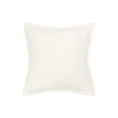 ELISABETH YORK 26" X 26" Willa White Ivory Cotton Voile Euro Pillow Sham W/ Flange - Off-white