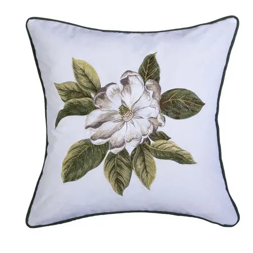 C&F HOME Garden Magnolia Graphic Print Throw Pillow - White