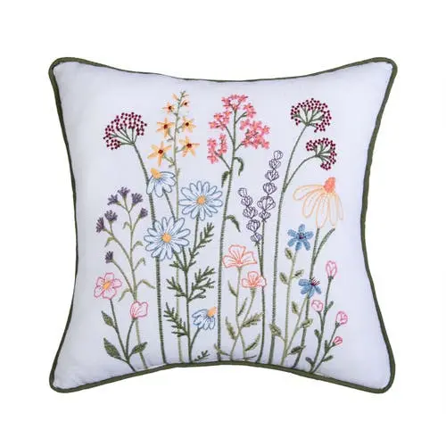 C&F HOME Botanical Garden Flowers Cotton Blend Mini Spring Accent Pillow 12" X 12