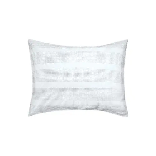 CAROL & FRANK 20" X 26" Mason Standard Wide Stripe Geometric Decorative Bedding Pillow Sham - White
