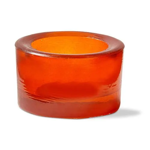 TAG Chunky Glass Tealight Holder For Everyday Use - Orange