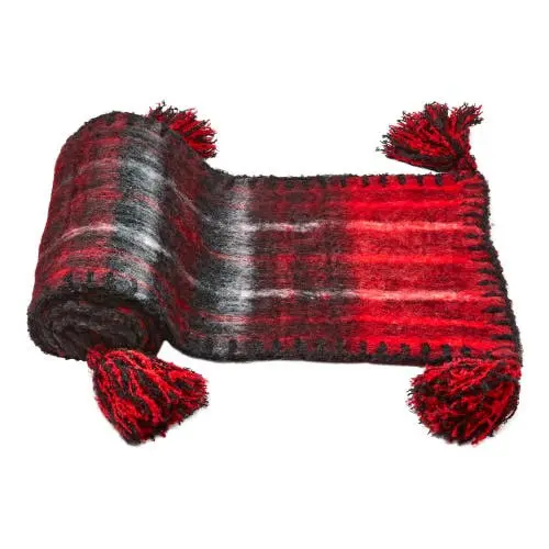 TAG Snowmass Multi Tassled Mohair Table Runner For Christmas