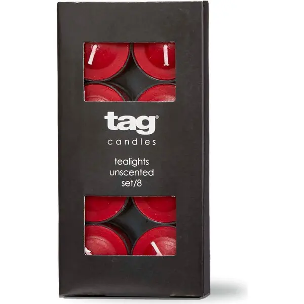 TAG Color Studio Tealight Candles Set Of Eight Cranberry Wax - Red