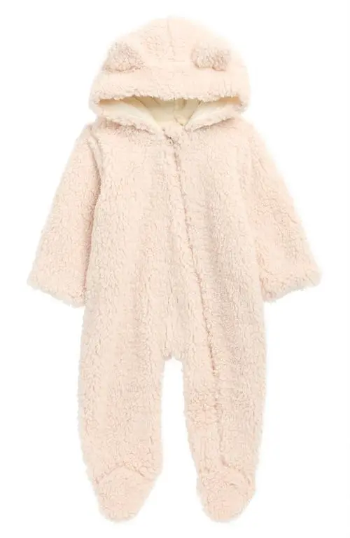 QUINCY MAE Bear Faux Shearling Hooded Footie - Antique