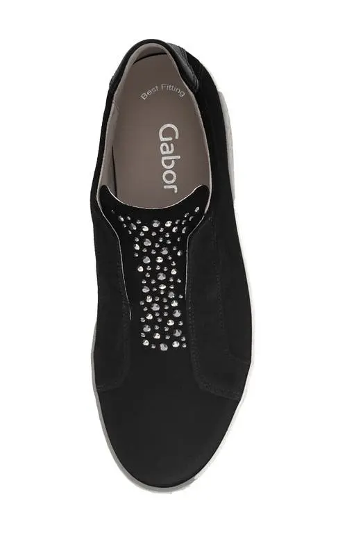 Gabor Crystal Studded Slip-on Sneakers - Black