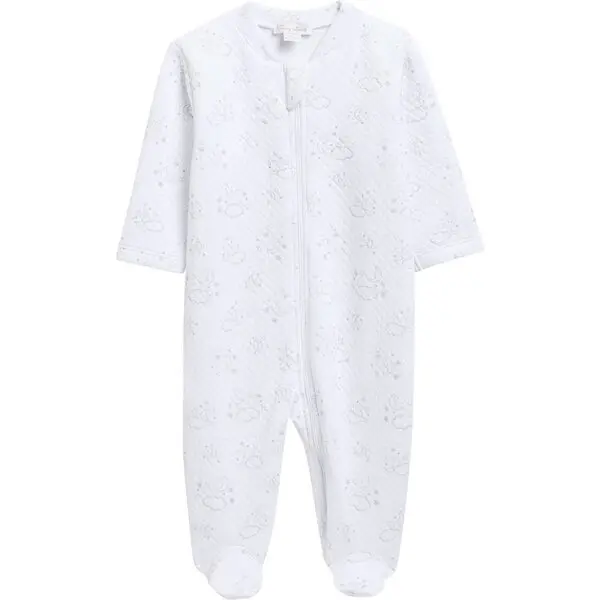 KISSY KISSY Jacquard Zip Pima Cotton Footie - Silver