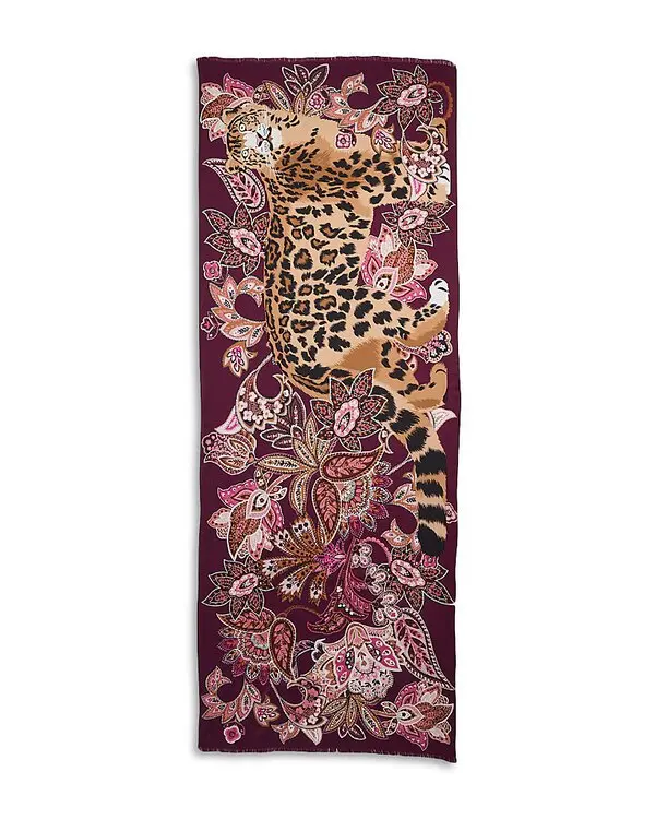 Echo Snow Leopard Silk Wrap - Winter Berry