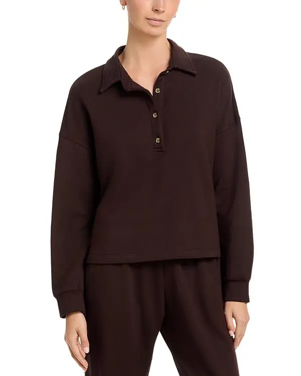 Velvet By Graham & Spencer Marian Polo Sweatshirt - Chocolate