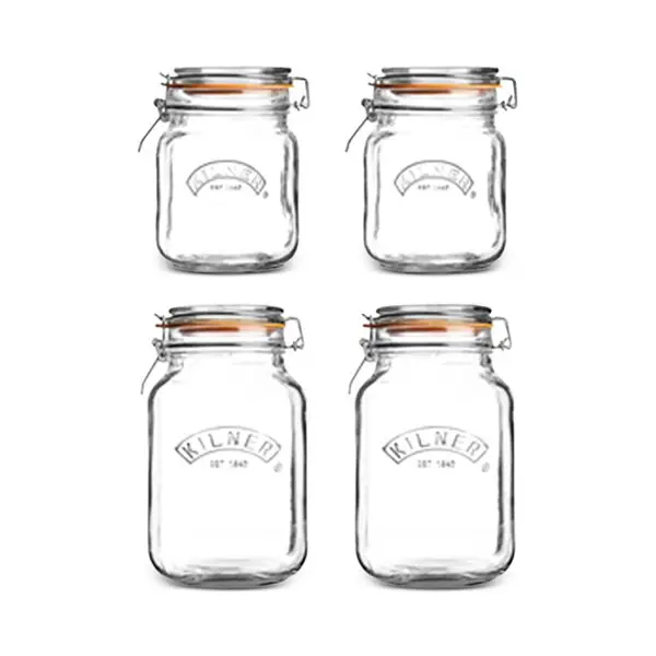 KILNER Square Clip Top Jars, Set Of 4
