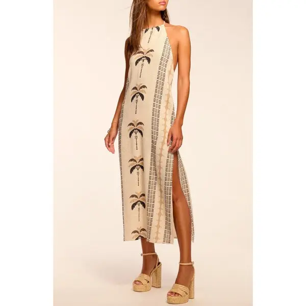 Ramy Brook Gardenia Print Maxi Dress - Palm Print