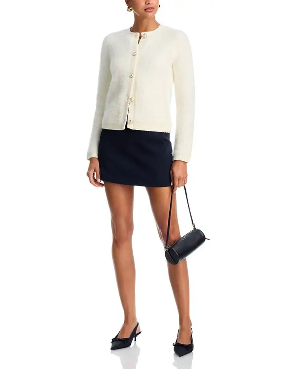 Aqua Brushed Pearl Button Cardigan