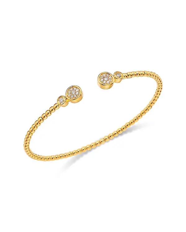 Bloomingdale'S Diamond And 14k Yellow Beaded Cuff Bracelet - Gold
