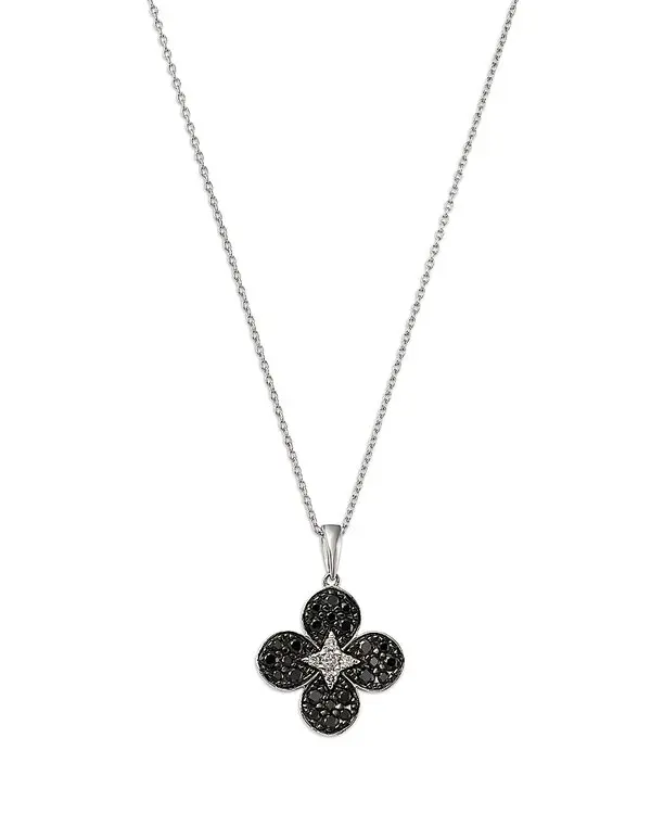 Bloomingdale'S 14k White Gold Diamond Clover Pendant Necklace, 0.50 Tcw - Black/white