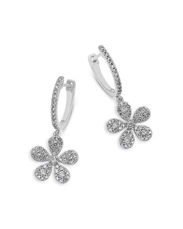 Bloomingdale'S Diamond Flower Hoop Earrings - White Gold