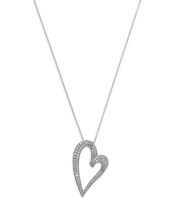Bloomingdale'S Diamond Heart Pendant Necklace 0.50 Tcw - White Gold