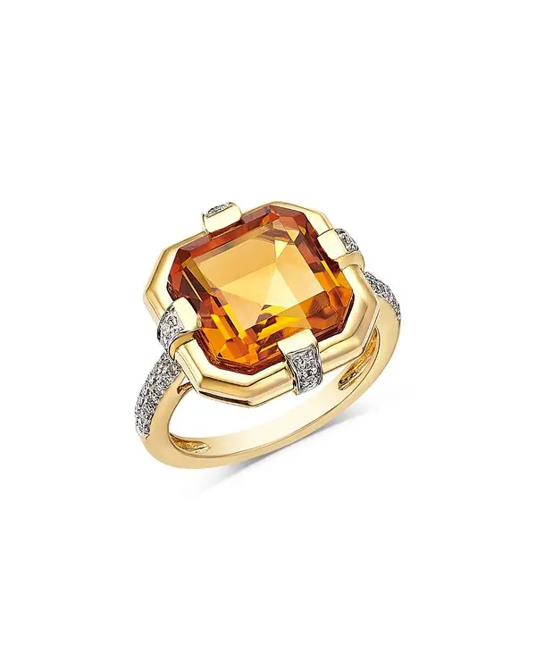Bloomingdale'S Citrine & Diamond Statement Ring In 14k Yellow - Gold