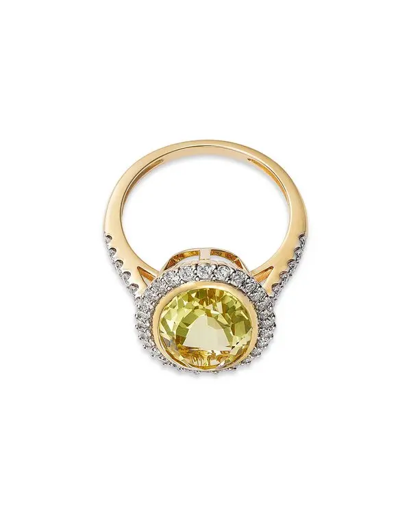 Bloomingdale'S Lemon Quartz & Diamond Halo Ring In 14k Yellow