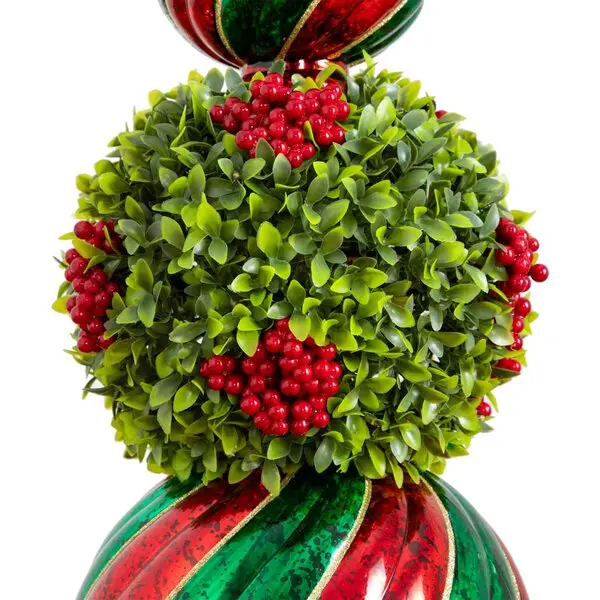 NEARLY NATURAL Pre-lit Artificial Christmas Ornament Boxwood 3' Topiary Tree With Warm White Led Lights