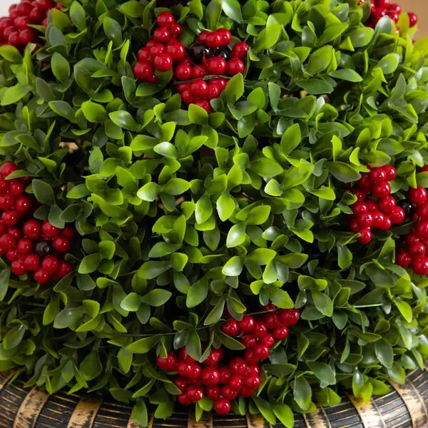 NEARLY NATURAL Pre-lit Artificial Christmas Ornament Boxwood 3' Topiary Tree With Warm White Led Lights