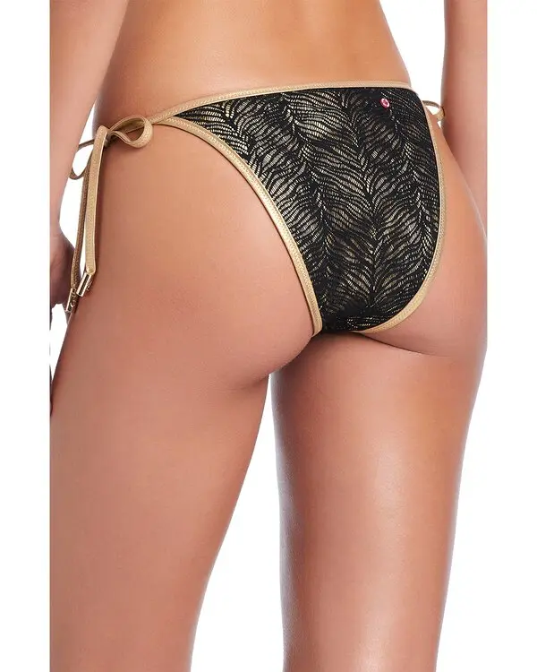 Red Carter Metallic Tie Side Bikini Bottom