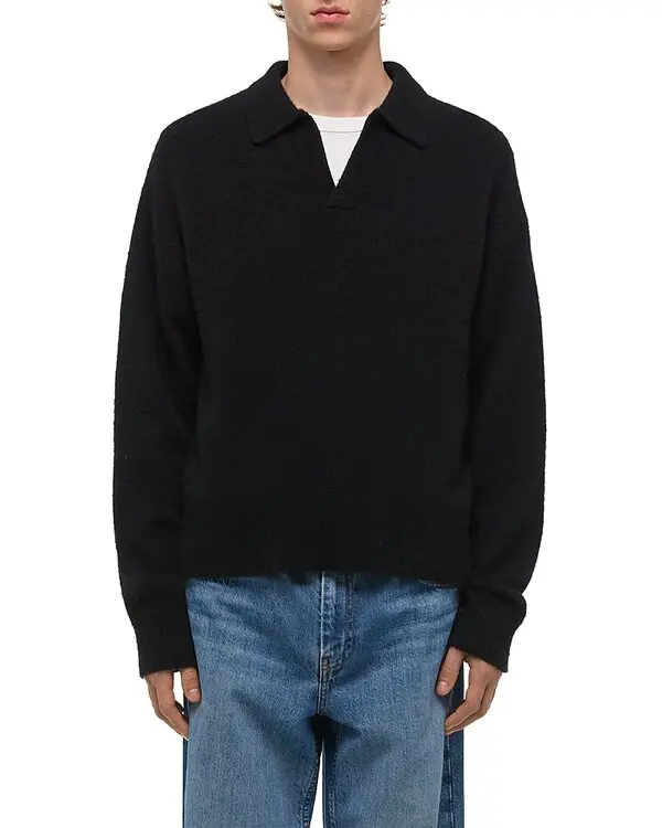 Helmut Lang Brushed Open Collar Polo Sweater - Black