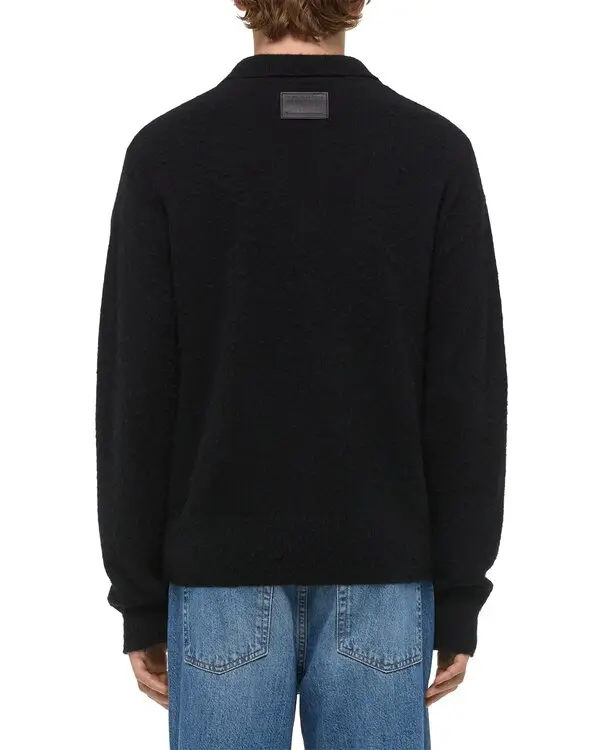 Helmut Lang Brushed Open Collar Polo Sweater - Black