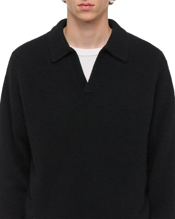 Helmut Lang Brushed Open Collar Polo Sweater - Black