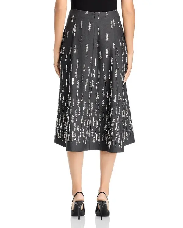 Cinq À Sept Selene Beaded Midi Skirt - Charcoal Multi