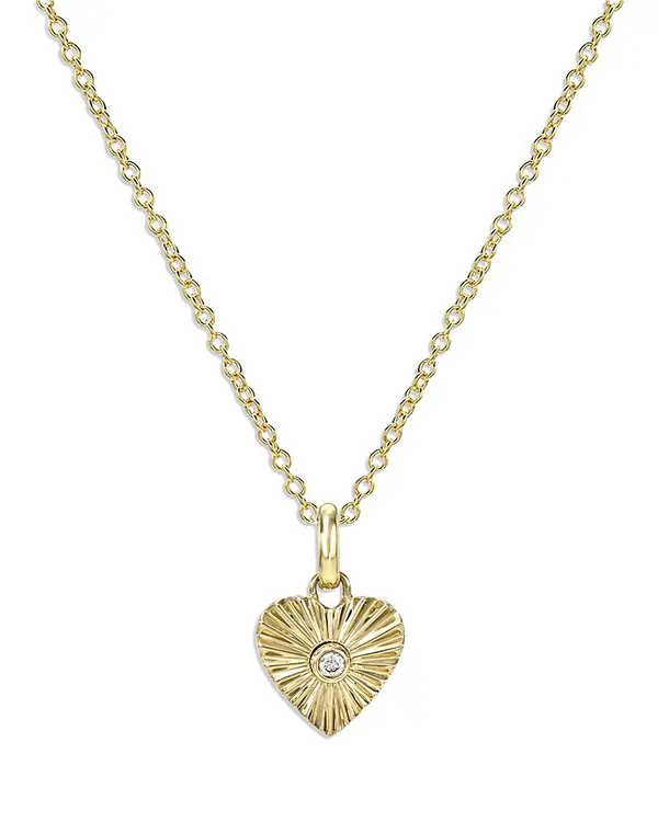 ZOE LEV 14k Yellow Diamond Heart Pendant Necklace - Gold