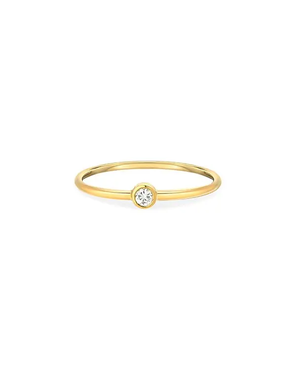 ZOE LEV 14k Yellow Diamond Bezel Wire Stack Ring - Gold
