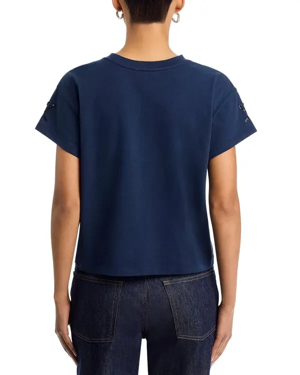 Rag & Bone Beaded Floral T-shirt - Navy Multi