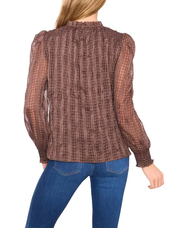 CECE DUPRAZ Smocked Cuff Ruffle Blouse - Mocha