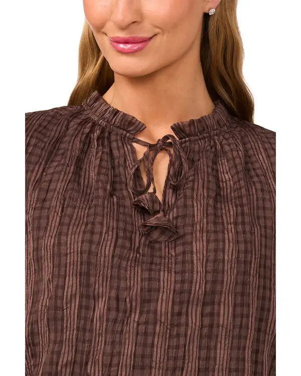 CECE DUPRAZ Smocked Cuff Ruffle Blouse - Mocha