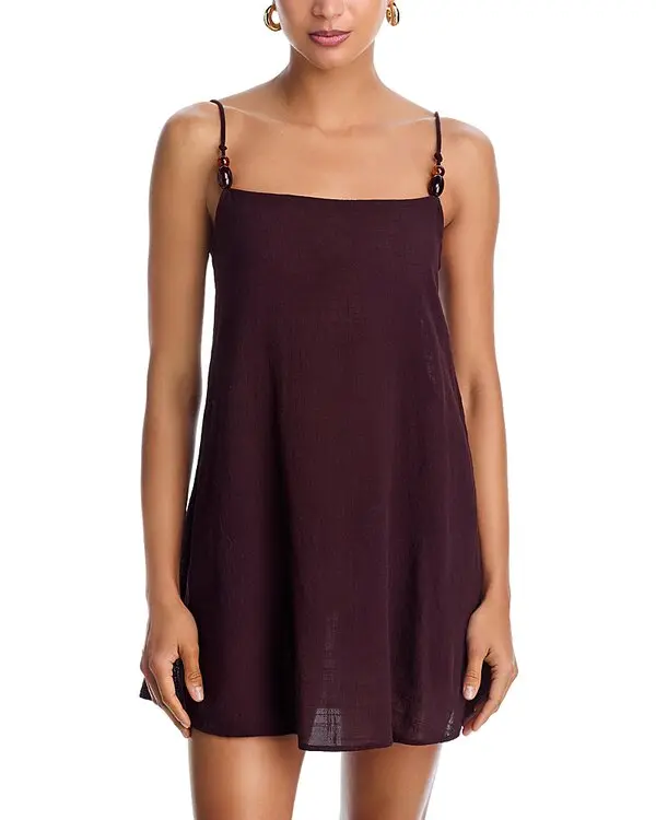 Staud Laura Cover-up Mini Dress - Dark Chocolate