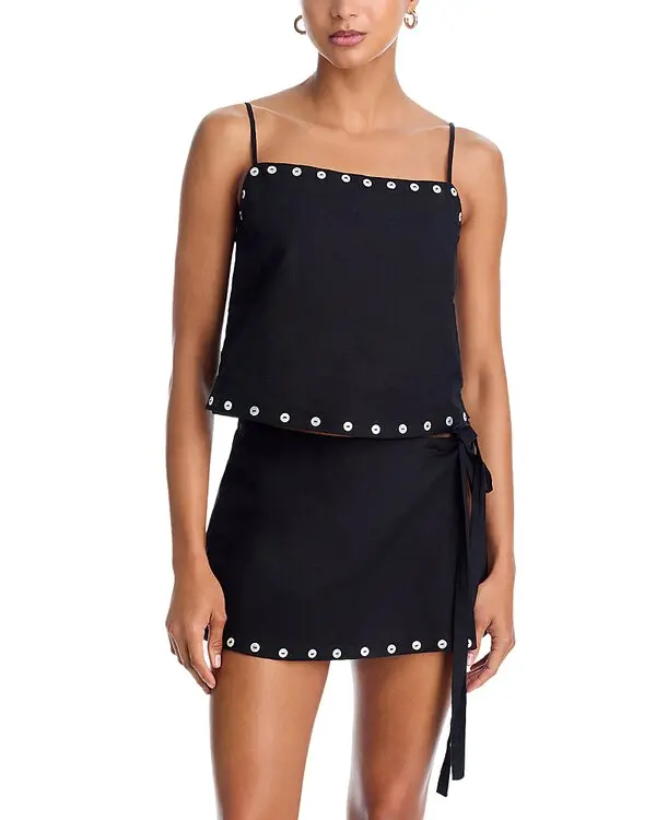 Staud Kirra Button Trim Top - Black