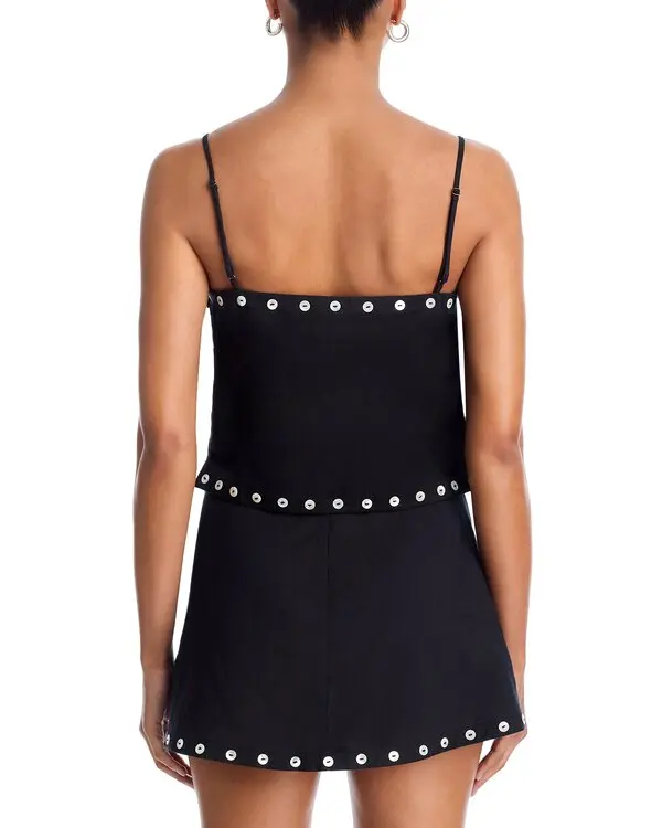 Staud Kirra Button Trim Top - Black