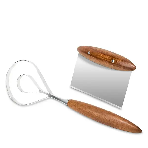 NAMBE Breaking Bread Bench Scraper & Whisk, Set Of Two - Brown