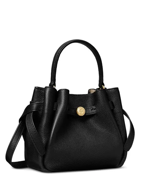 Tory Burch Romy Mini Leather Bucket Bag - Black
