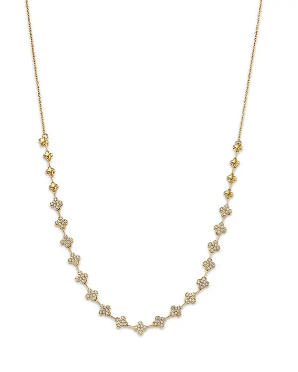 Bloomingdale'S Diamond And 14k Yellow Clover Necklace - Gold