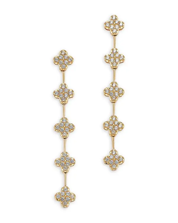 Bloomingdale'S Diamond Clover Cluster Linear Drop Earrings - Gold