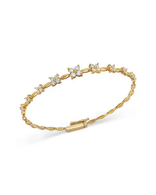Bloomingdale'S 14k Yellow Diamond Flower Bracelet 1.0 Tcw - Gold