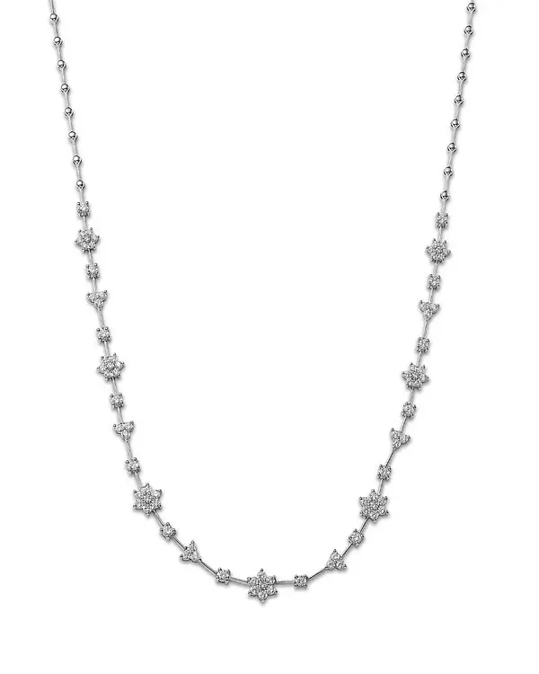 Bloomingdale'S Diamond Flower Necklace 3.0 Tcw - White Gold