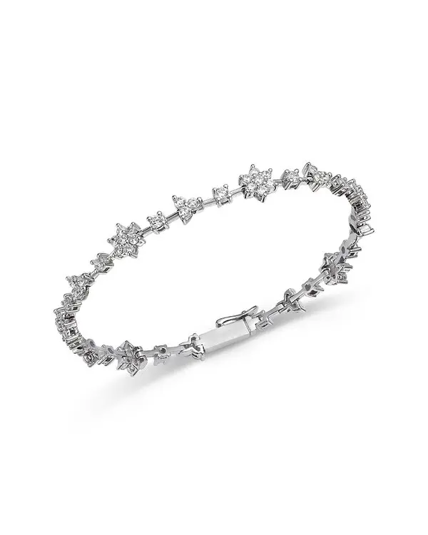 Bloomingdale'S Diamond Flower Bracelet - White Gold