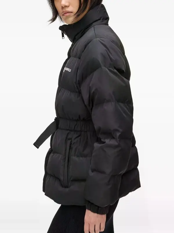 Karl Lagerfeld Belted Hooded Puffer Jacket