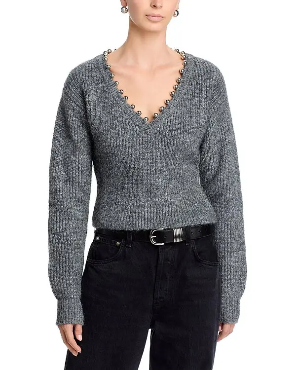 Blanknyc Metallic Trim V-neck Sweater