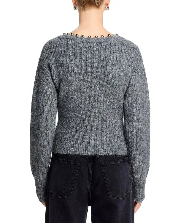 Blanknyc Metallic Trim V-neck Sweater