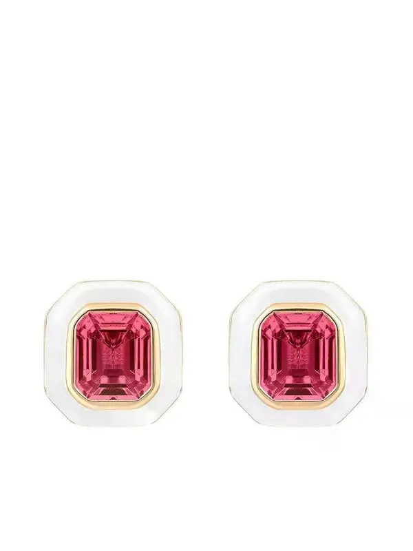 Goshwara 18k Yellow Square-cut Rubellite Earrings - Gold